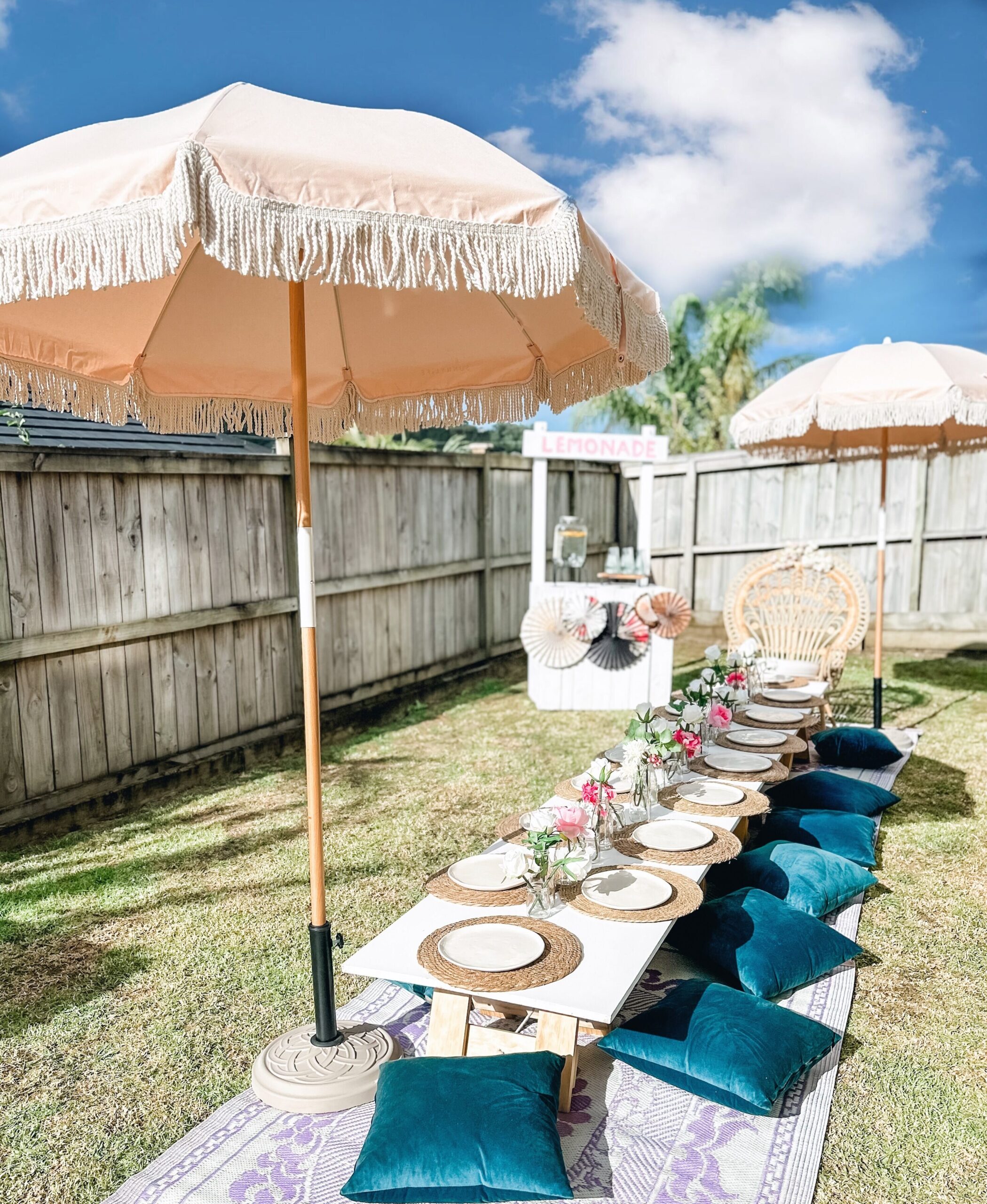 Salmon Picnic Umbrella Little Bettons Party Hire